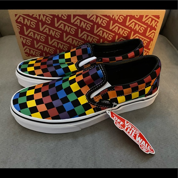 Shoes | Vans Rainbow Checkerboard Size 6m75w Nwt | Poshmark